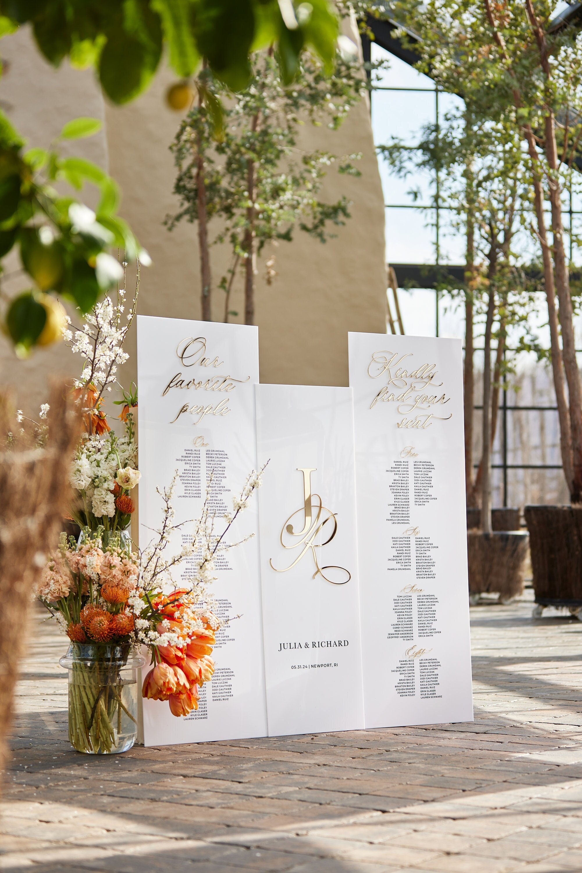 Wedding Seating Chart Welcome Sign White Acrylic | MoniquePaperArt