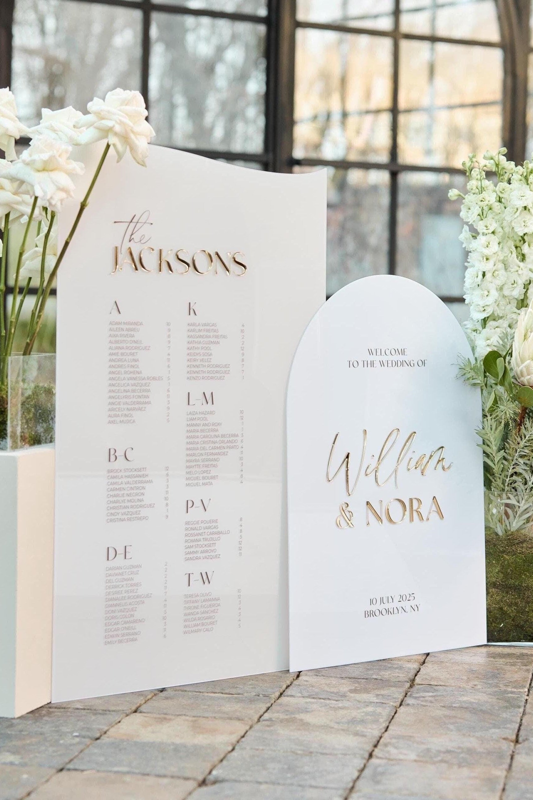 Wedding Seating Chart Welcome Sign Set White Acrylic | MoniquePaperArt